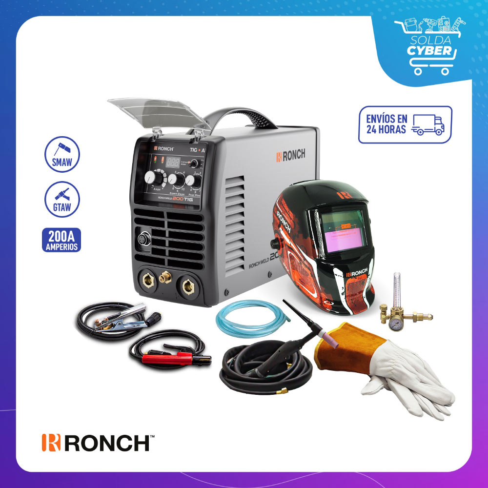Maquina de soldar 200A TIG RONCH + Careta fotosensible - Soldametal