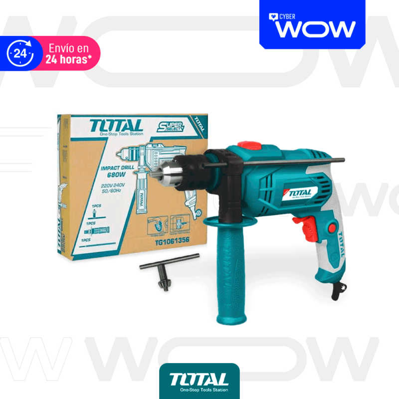 Taladro percutor 1/2" 680W velocidad variable TG1061356 - TOTAL ...