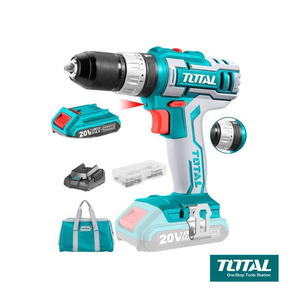 Taladro Atornillador 20v. Percutor 3/8″ TIDLI2002 – TOTAL – Soldametal